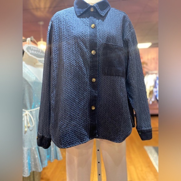 white birch | Tops | Blue Shacket With Textured Fabric And Relaxed Fit ...